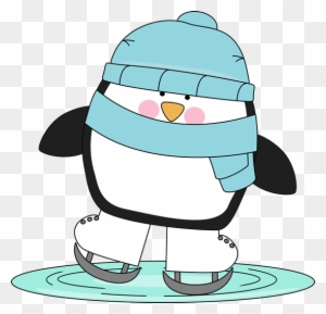 Penguin Skating On Ice - Winter Polar Bear Clip Art - Free Transparent ...