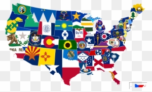 Us Map With State Flags Pin By Brendan On Alternate - New Mexico 50 ...