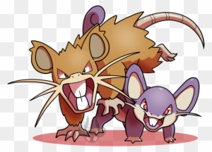 Rattata Raticate Rat Pokemon Evolution Line Digital - Cartoon - Free ...