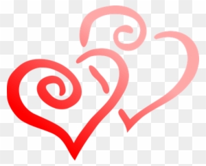 Red Heart Love Day Hearts Pair Valentine F - Black & White Clip Art ...