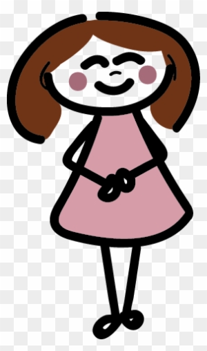 Girl With Ponytail And Polka Dot Dress Stamp - Stick Figure With Dress ...