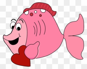 Cartoon Valentine's Day Fish Clip Art - Cartoon Fish With Heart - Free ...