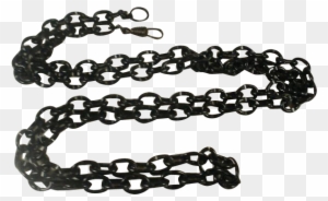 Art Deco Era Black Enameled Link Muff Chain - Chain - Free Transparent ...