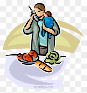 Woman With Baby Making Lunch Royalty Free Vector Clip - Illustration ...