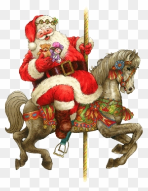 Christmas Santa On Carousel Horse - Child Carousel - Free Transparent ...