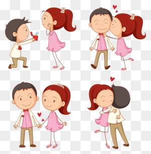 Hug Cartoon Drawing Illustration - Cartoon Boy And Girl Hugging - Free ...