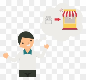 Cartoon Business Man Thinking Of Make A Big Store - Store Business ...