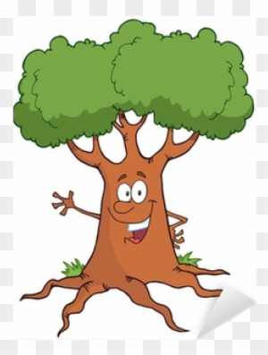 Happy Cartoon Tree Character Waving A Greeting Sticker - My Alphabet ...