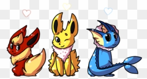Flareon Jolteon Vaporeon By Heart-monitor - Cartoon - Free Transparent ...