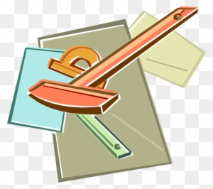 Vector Illustration Of Geometry Protractor, T-square, - Vector ...