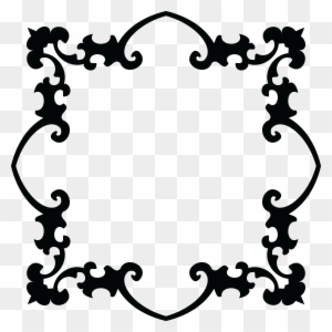 Free Clipart Of A Fancy Floral Frame Black And White - Scalable Vector ...