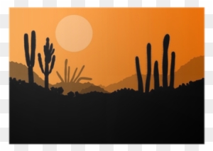 Desert Cactus Plants Wild Nature Landscape Illustration - Landscape ...