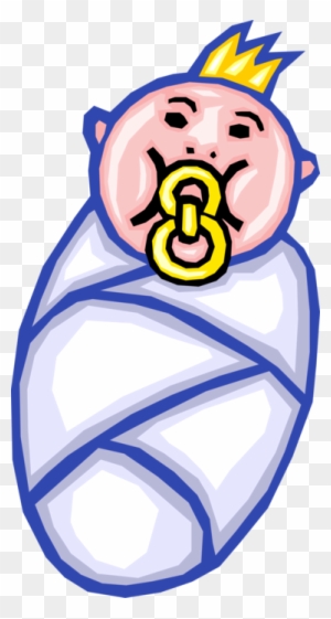 Vector Illustration Of Newborn Infant Baby In Swaddling - Vector ...