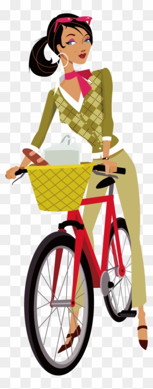 Bicycle Cycling Illustration - Girl On Bike Illustration - Free ...