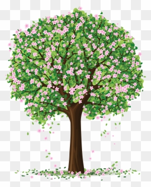 Spring - Cartoon Tree With Flowers - Free Transparent PNG Clipart ...