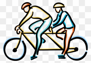 Vector Illustration Of Two Cyclists Riding On Tandem - Vector ...