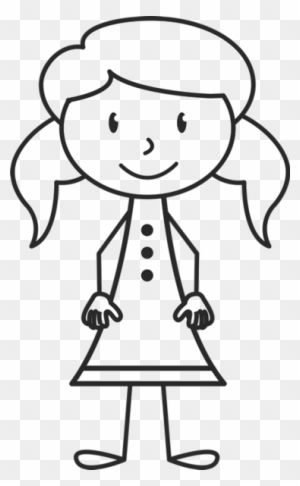 Girl Wearing Solid Dress Stamp - Stick Figure With Dress - Free ...