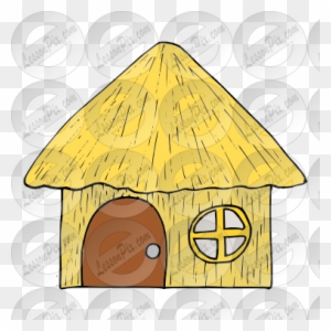 Straw House Picture For Classroom / Therapy Use - Clip Art - Free ...