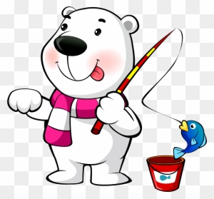 Polar Bear Cartoon - Polar Bear Fishing Cartoon Png - Free Transparent ...