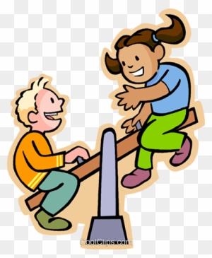 Boy And Girl On A Teeter Totter Royalty Free Vector - Boy And Girl On ...