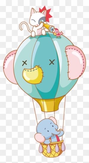 Cartoon Animal Clip Art - Hot Air Balloon With Animals - Free ...