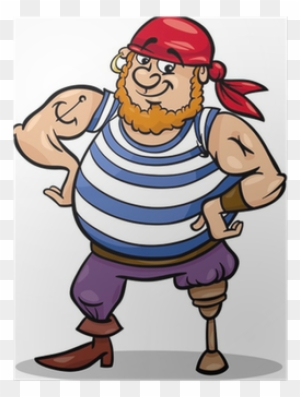 Peg Leg Pirate Cartoon Illustration Sticker • Pixers® - Pirate With Peg ...