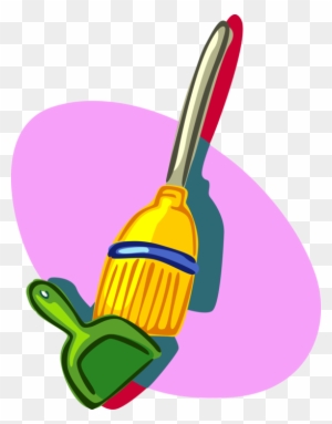 Vector Illustration Of Cleaning Broom And Dust Pan - Broom And Dustpan ...
