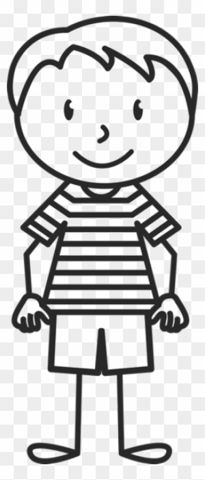 Messy Hair Boy With Striped Shirt Stamp - Stick Figure With Dress ...