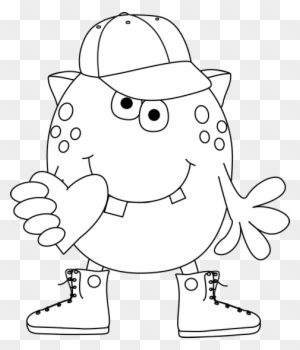 Monster Clipart Heart - Monster Valentines Clip Art Black And White ...