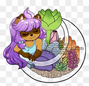 Choko And Succulent Terrarium Charm By Divi - Cartoon - Free ...
