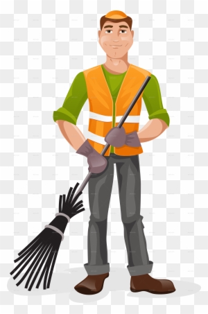 Janitor With A Broom By Artbesouro - Vector Graphics - Free Transparent ...
