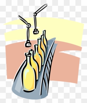 Vector Illustration Of Assembly Line Factory Workers - Productivity ...