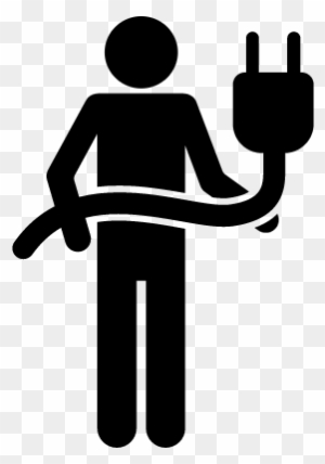 Silhouette With Plug Vector - Person Connecting Icon - Free Transparent ...