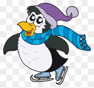 Penguin Skating On Ice - Winter Polar Bear Clip Art - Free Transparent ...