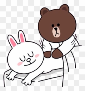 Brown Gives Cony A Good Massage - Line Bear And Bunny - Free ...