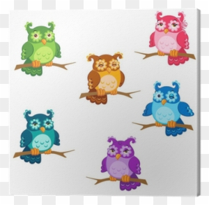 Set Of Cute Six Cartoon Owls With Various Emotions - Clip Art - Full ...