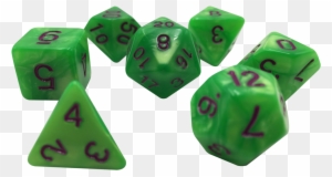 Set Of 7 Light Green With Dark Purple Numbering Polyhedral - Dice Game ...