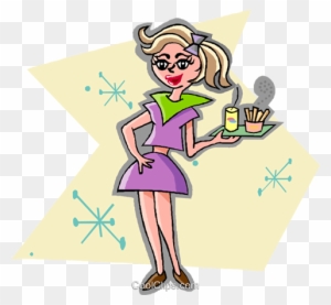 Waitress Royalty Free Vector Clip Art Illustration - Waitress Clipart ...