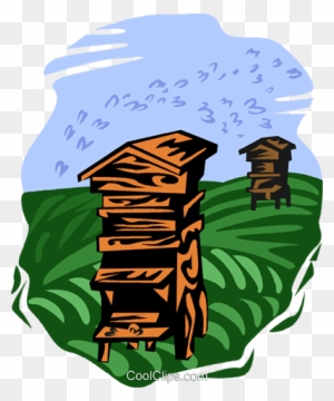 Bee Hives Royalty Free Vector Clip Art Illustration - Illustration ...