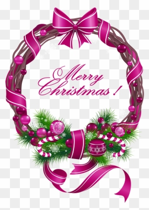 Pink Christmas Wreath Clipart