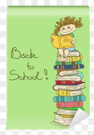 Book Child Reading Drawing Illustration - Stack Of Books Clipart - Free ...