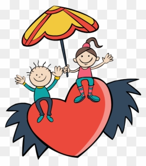 Valentine's Day Clipart Love Child - Draw A Little Boy And Girl Holding ...