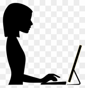 Silhouette Vector Image Of Female Typing On A Computer - Woman Work ...