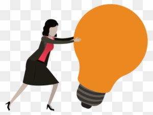 Businesswoman Pushing A Big Light Bulb - Illustration - Free ...