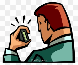Businessman Looking At His Pager Royalty Free Vector - Pagers Clipart ...