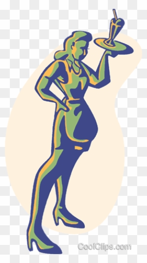 Waitress Royalty Free Vector Clip Art Illustration - Waitress Clipart ...