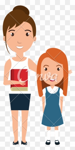Girl Student With Teacher - Teacher With Girl Student Clipart - Free ...