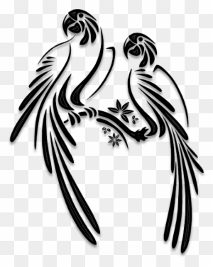 Birds Silhouettes Art & Islamic Graphics - Parrot Line Vector Tattoo ...