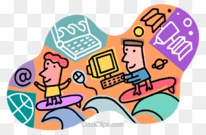 Surfing The Internet, Computers Royalty Free Vector - Library Literacy ...