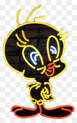 Tweety Bird Neon Sign - Graphic Design - Free Transparent PNG Clipart ...